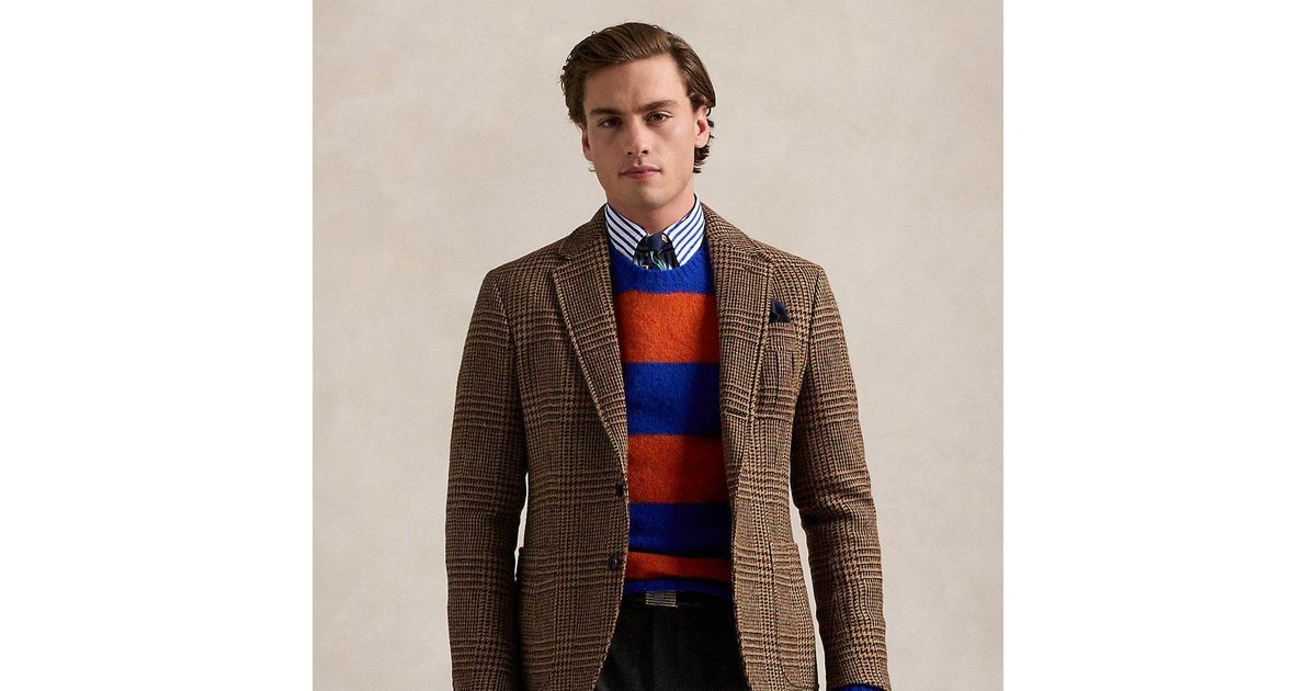 Ralph Lauren Polo Tailored Plaid Harris Tweed Jacket in Blue for Men | Lyst