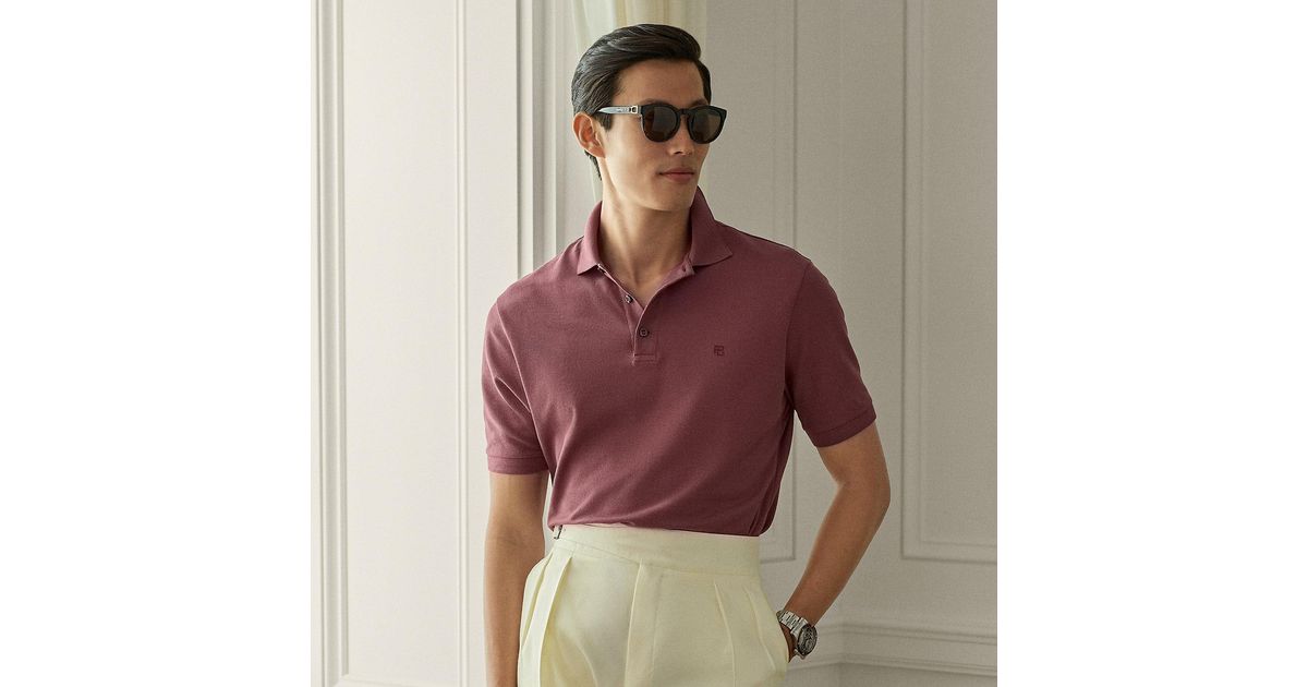 Ralph Lauren Custom Slim Fit Piqué Polo Shirt in Red for Men | Lyst