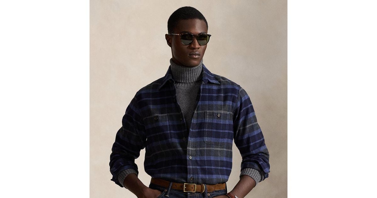 Polo Ralph Lauren Classic Fit Plaid Twill Workshirt in Blue for Men ...