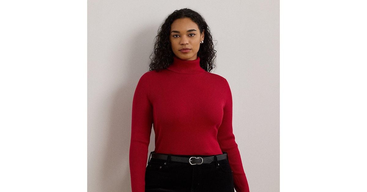 Ralph Lauren Ralph Lauren Ribbed Turtleneck Sweater in Red | Lyst