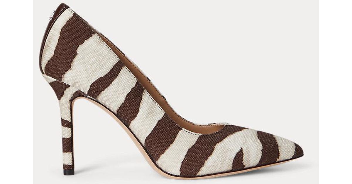 Ralph Lauren Lindella Ii Zebra-Print Canvas Pump in Brown | Lyst