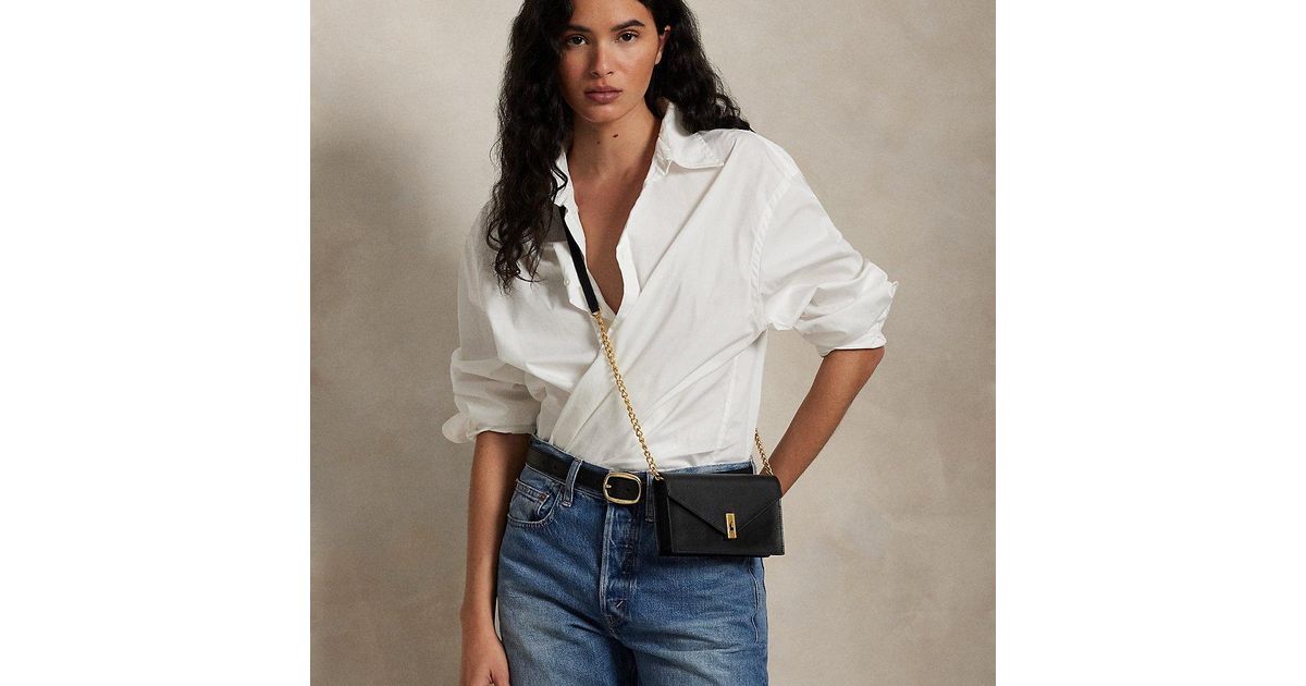 Polo Ralph Lauren Polo Id Leather Chain Wallet & Bag in Black | Lyst