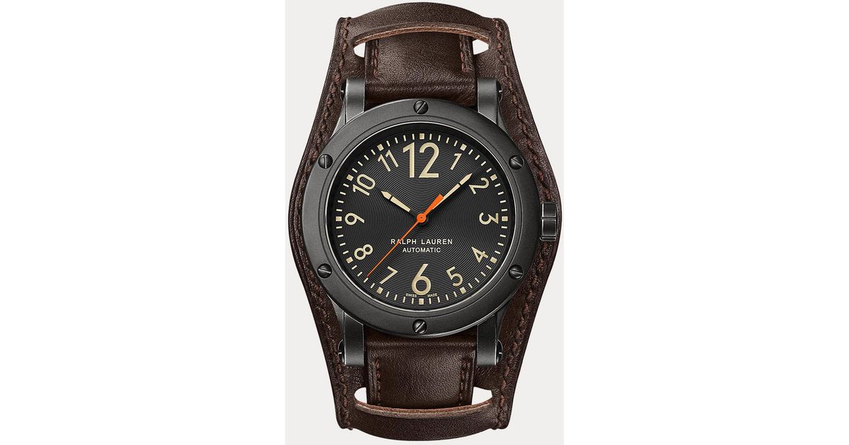 Ralph Lauren 42 Mm Aged Steel Watch in Black for Men | Lyst