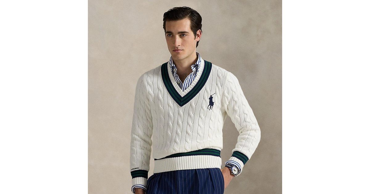 Polo Ralph Lauren Wimbledon Umpire Cricket Jumper in White for Men ...