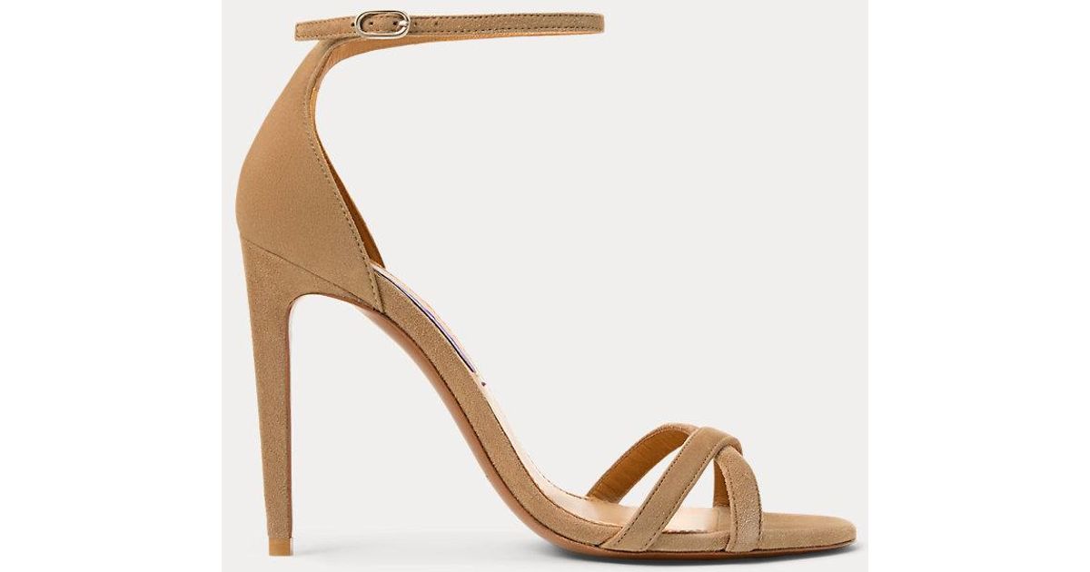 Ralph Lauren Ralph Lauren Perrin 100 Mm Goat-Suede Sandal in Brown | Lyst