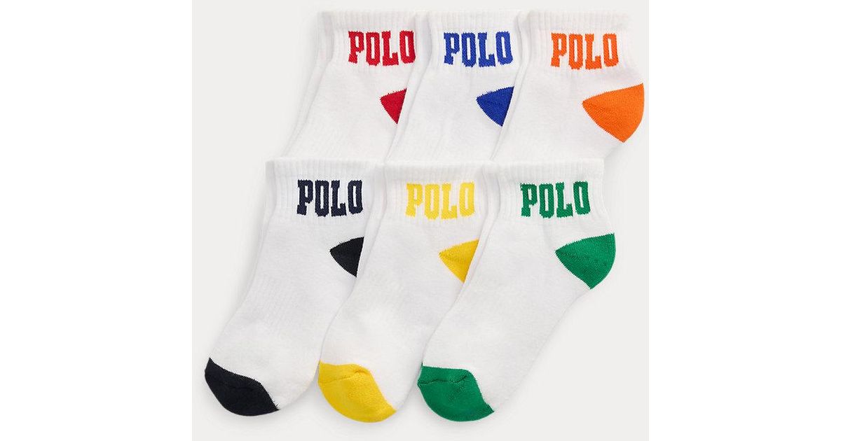Polo Ralph Lauren Ralph Lauren Boy's Logo Ankle Sock 6-Pack in White ...