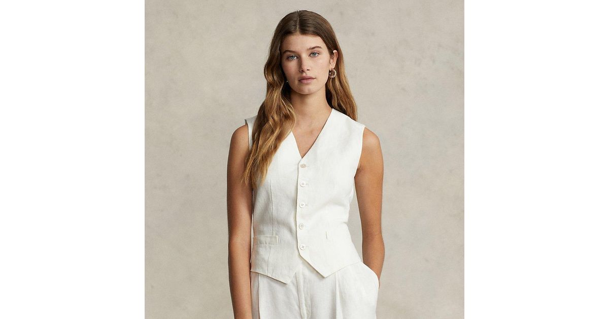 Polo Ralph Lauren Linen-front Vest in White | Lyst