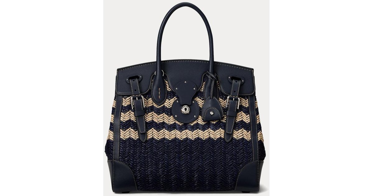 Ralph Lauren Soft Ricky 33 Raffia Bag in Blue | Lyst UK