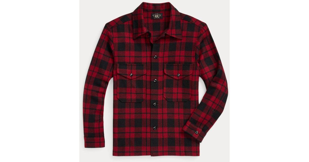 Ralph Lauren Ralph Lauren Plaid Wool Twill Overshirt in Red for Men | Lyst
