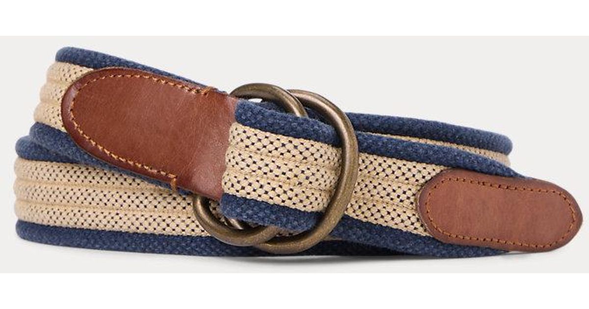Ralph Lauren Ralph Lauren Leather-trim Webbed Cotton Belt in Brown for ...