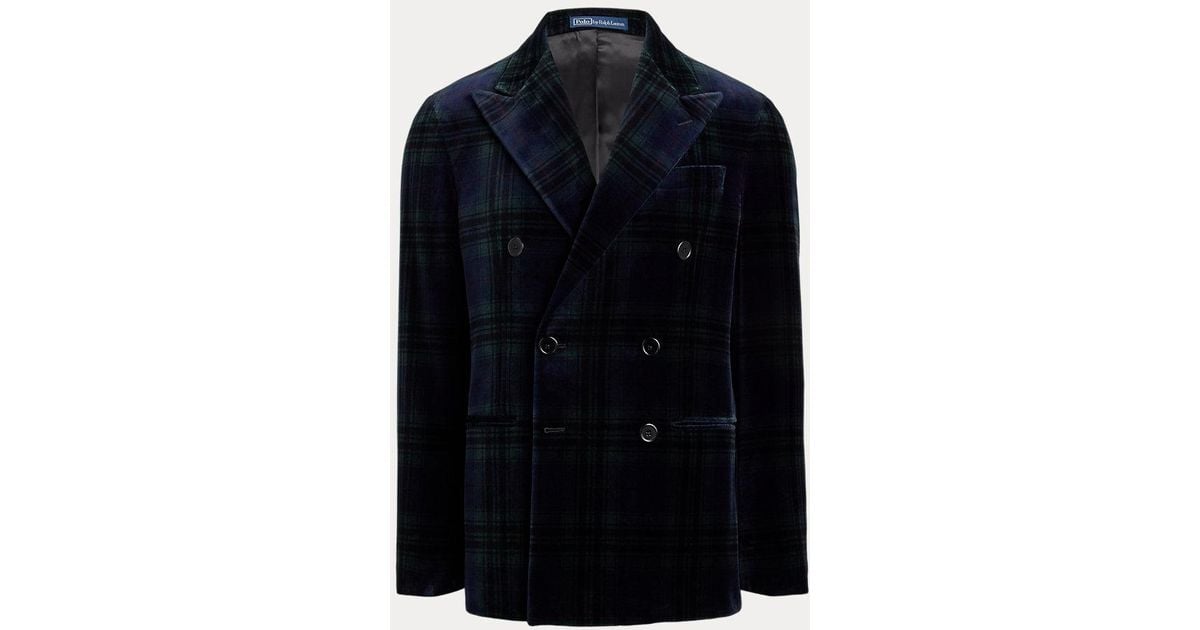 Polo Ralph Lauren Polo Tailored Fit Plaid Velvet Jacket in Blue for Men ...
