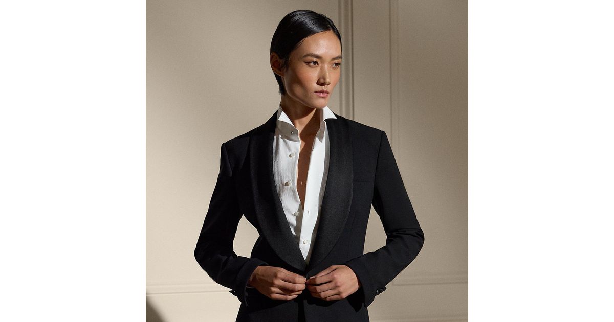 Ralph Lauren Sawyer Wool Tuxedo Jacket in Black | Lyst