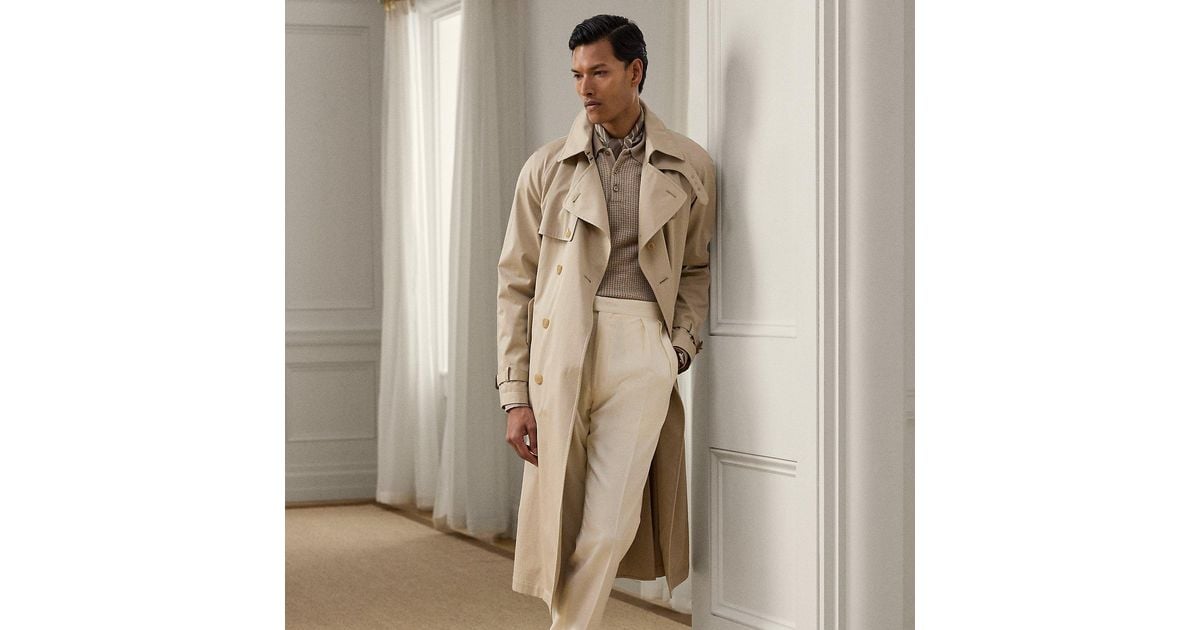 Ralph Lauren Hand-Tailored Cotton Twill Trench Coat in Natural for Men ...