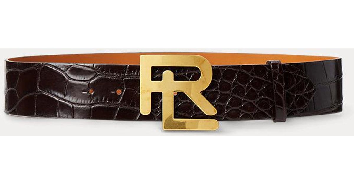 Ralph Lauren Ralph Lauren Rl Alligator Wide Belt in Brown | Lyst