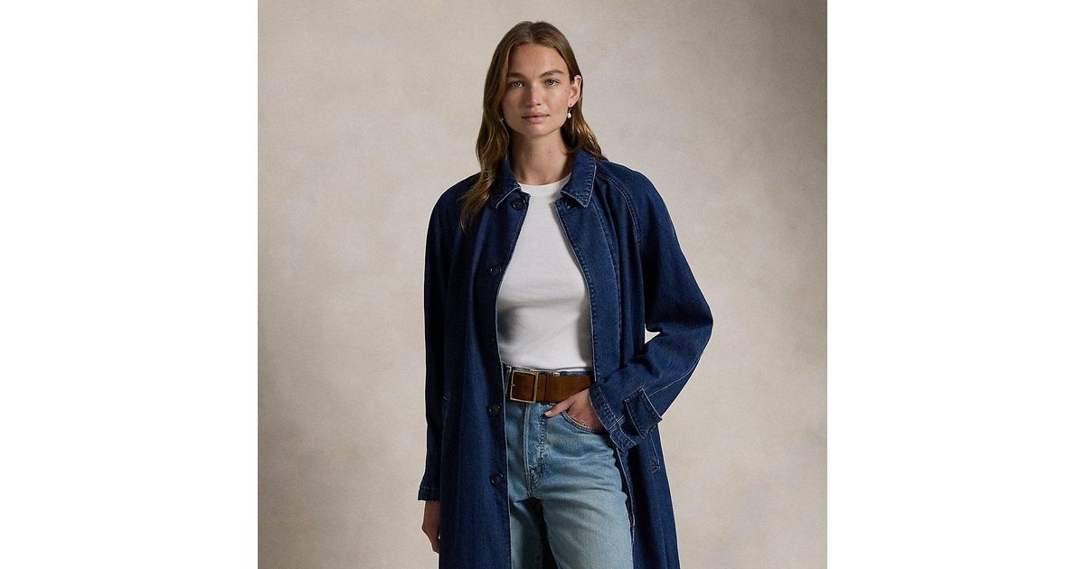 Ralph Lauren Denim Car Coat In Blue Lyst