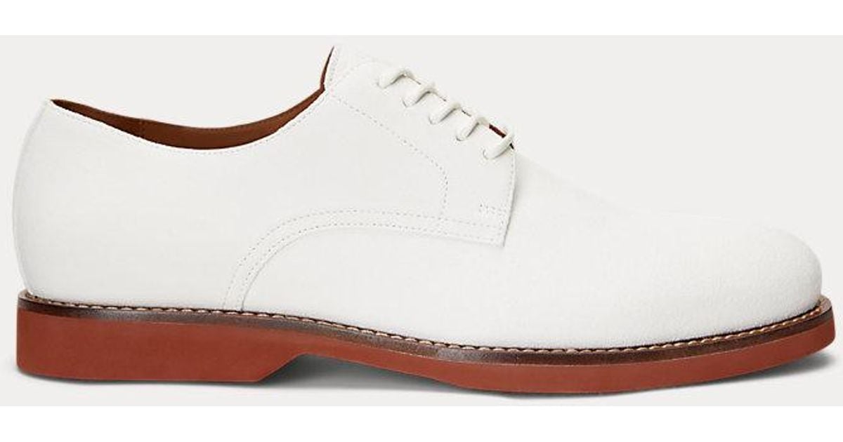 Ralph Lauren Rhett Calf-Suede Derby Shoe in White for Men | Lyst