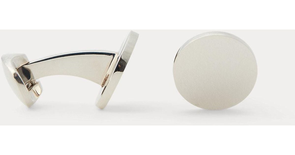 Ralph Lauren Sterling Round Cuff Links in White for Men | Lyst