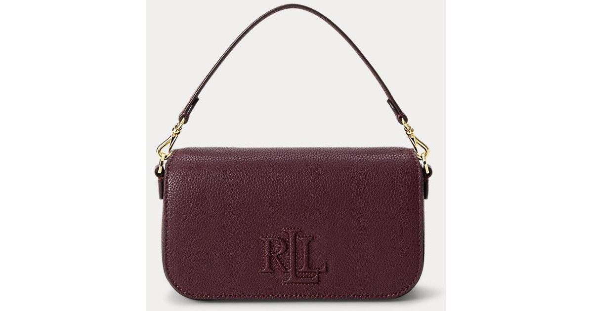 Ralph Lauren Pebbled Leather Small Adley Shoulder Bag in Purple | Lyst UK