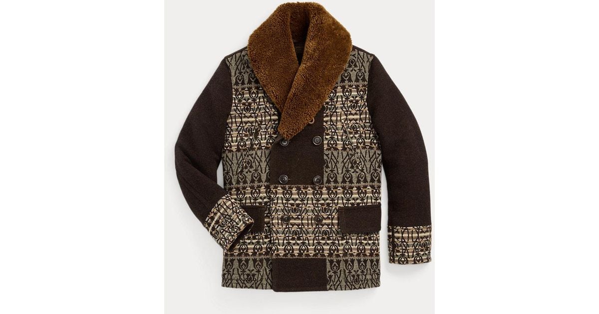 Ralph Lauren Ralph Lauren Shearling-collar Jacquard Ranch Coat in Brown ...
