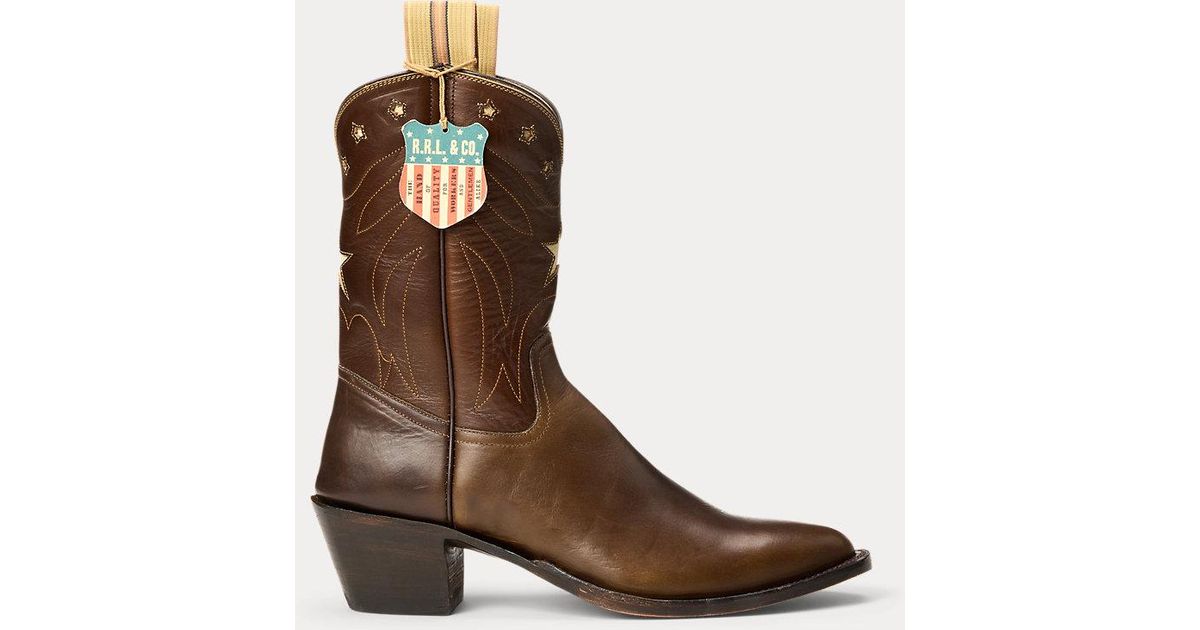 Ralph Lauren Ralph Lauren Holly Plainview Star-Inlay Leather Boot in ...