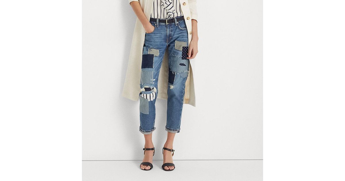 Ralph Lauren Ralph Lauren Patchwork Relaxed Tapered Ankle Jean in Blue ...