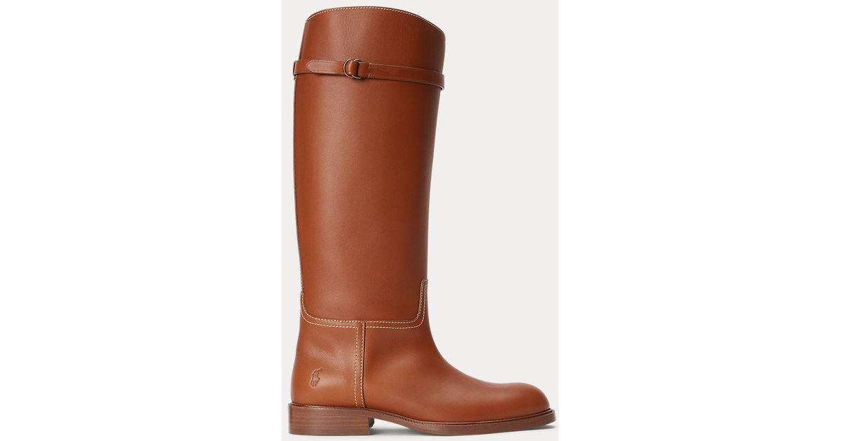 Polo Ralph Lauren Calfskin Tall Riding Boot in Brown | Lyst