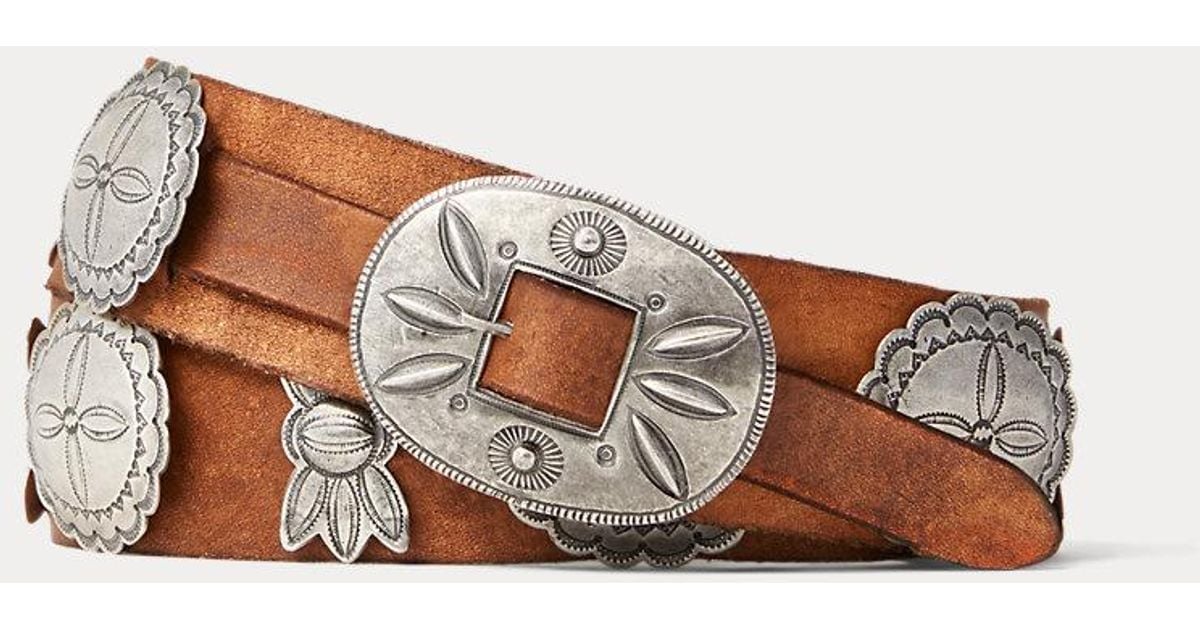 Ralph Lauren Ralph Lauren Leather Cast Concho Belt in Brown for Men | Lyst