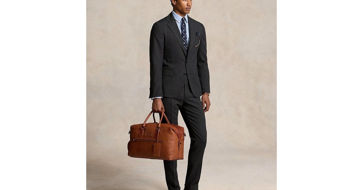 Ralph Lauren Pebbled Leather Duffel in Black for Men | Lyst