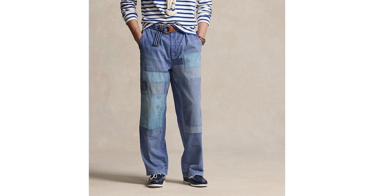 Polo Ralph Lauren Burroughs Relaxed Fit Distressed Trouser in Blue for ...