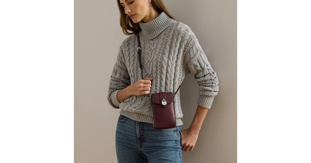 Ralph Lauren Leather Tanner Crossbody Tech Case in Purple | Lyst UK