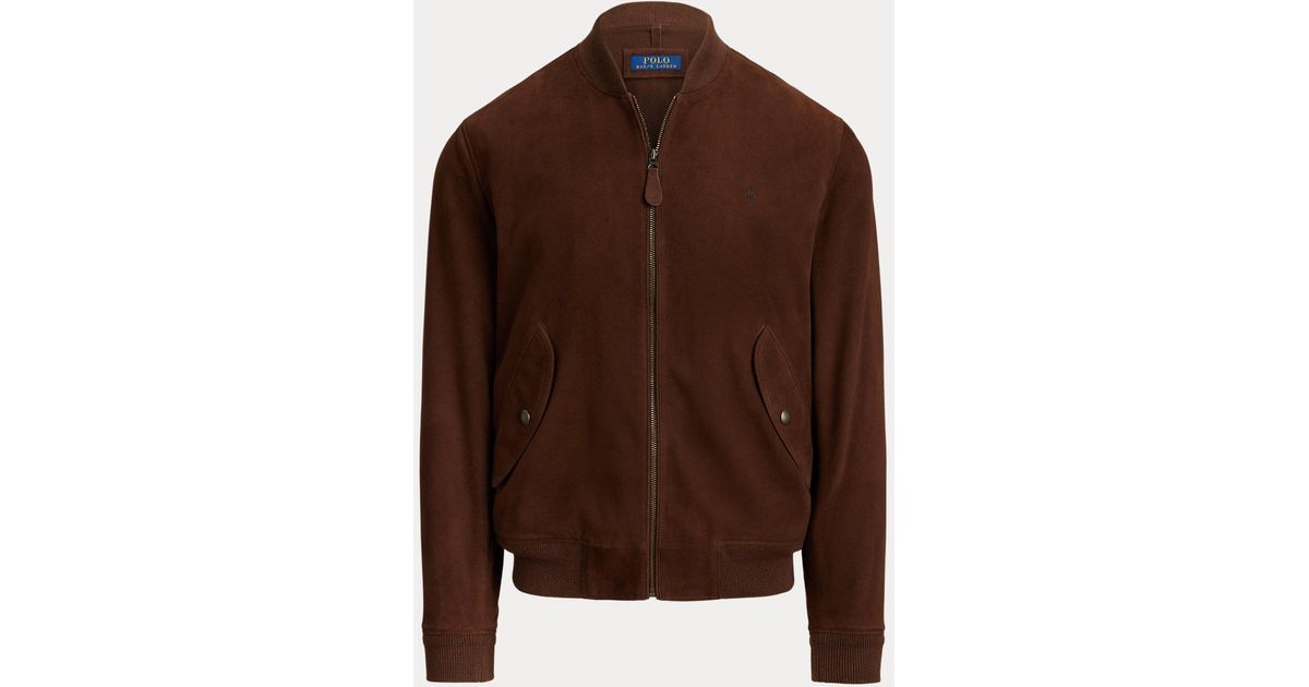 Polo Ralph Lauren Suede Flight Jacket in Brown for Men | Lyst UK