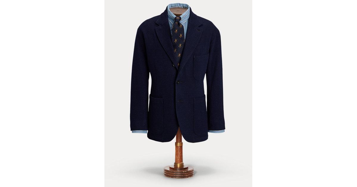 RRL Unconstructed Jacquard-Knit Blazer in Blue for Men | Lyst UK