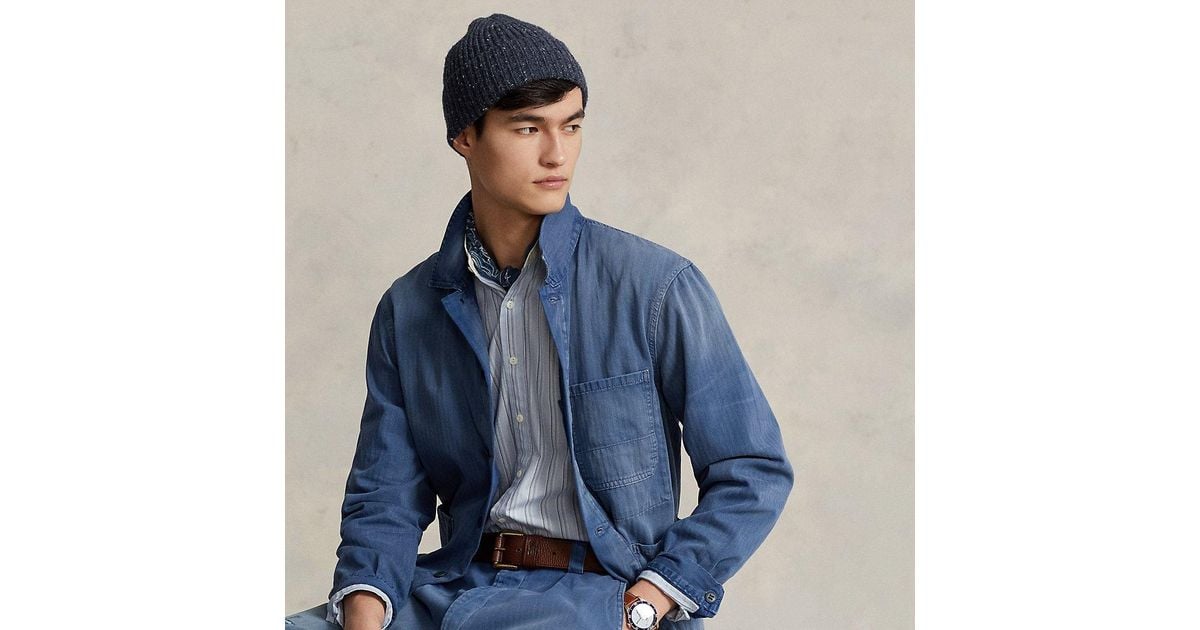 Polo Ralph Lauren Herringbone Twill Utility Jacket in Blue for Men | Lyst