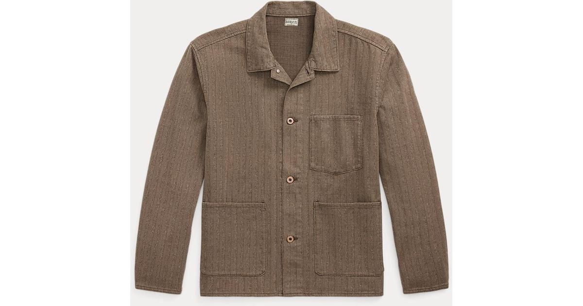 RRL Striped Jaspé Herringbone Jacket in Brown for Men | Lyst UK
