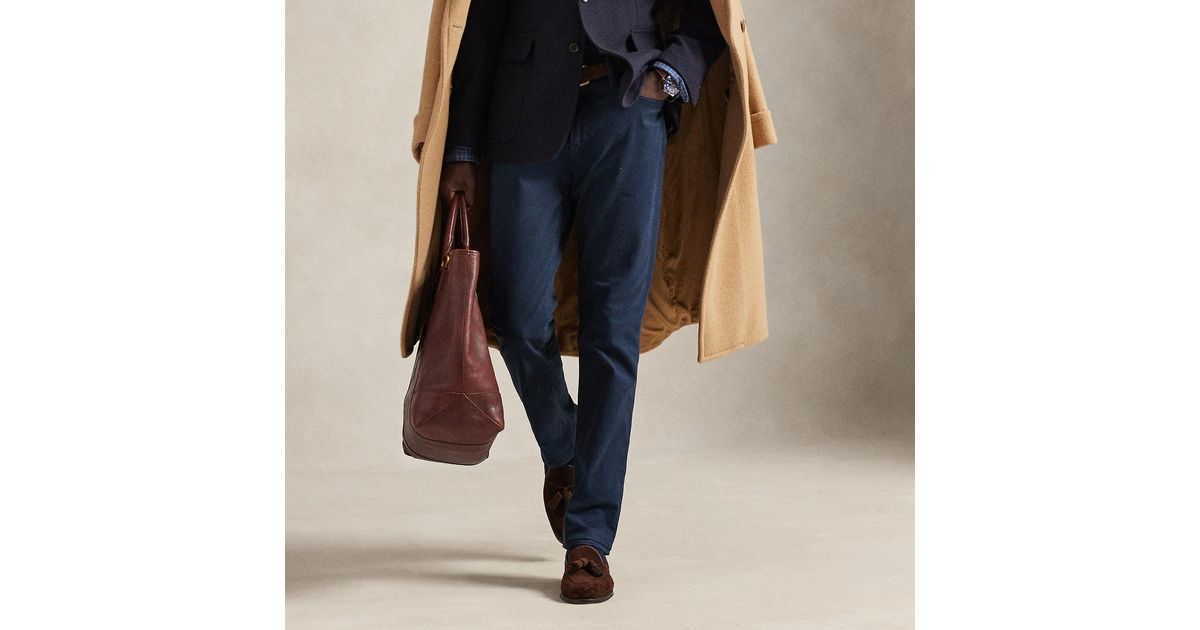 Polo Ralph Lauren Varick Slim Straight Twill Trouser in Blue for Men ...