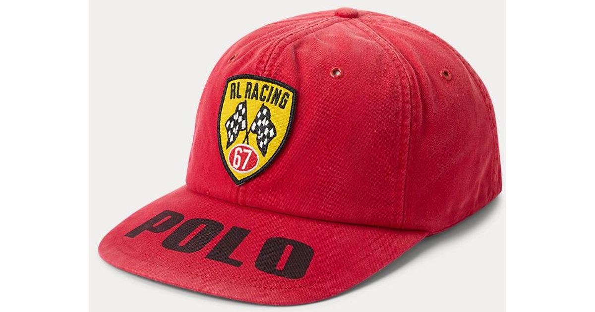 Polo Ralph Lauren Logo Patch Twill Ball Cap in Red for Men | Lyst