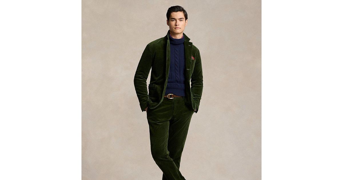 Polo Ralph Lauren Stretch Corduroy Suit Trouser in Green for Men | Lyst