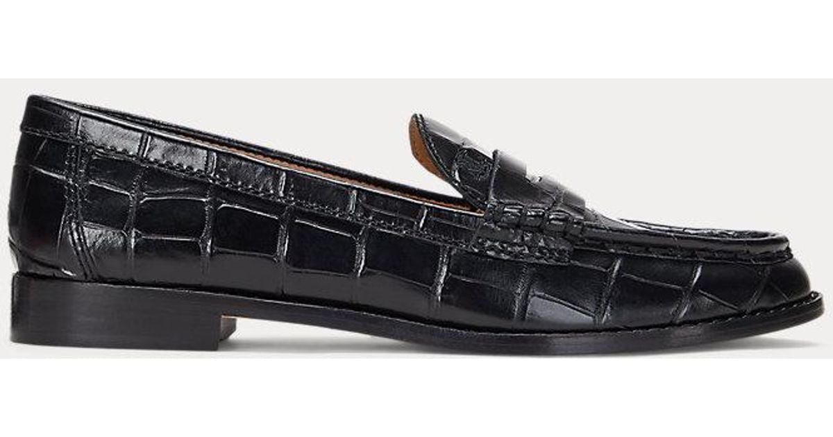 Ralph Lauren Ralph Lauren Wynnie Crocodile-Embossed Leather Loafer in ...