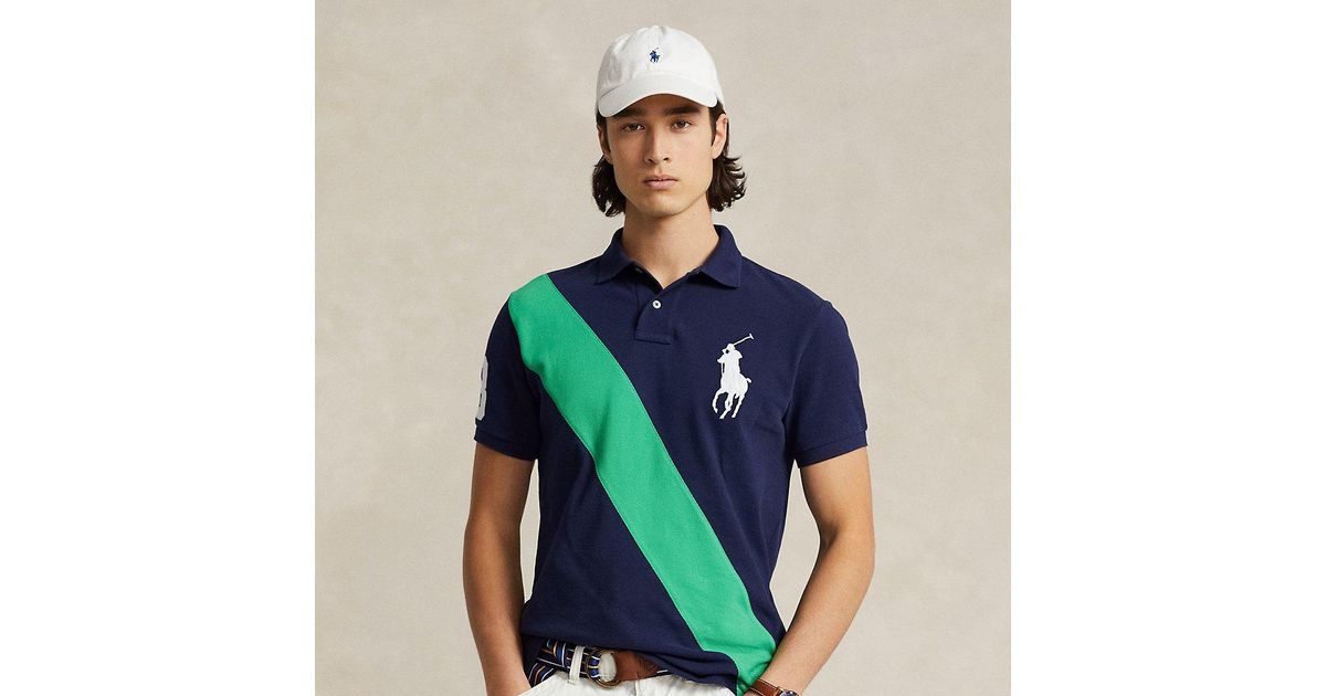 Polo Ralph Lauren Classic Fit Big Pony Mesh Polo Shirt in Blue for Men | Lyst UK