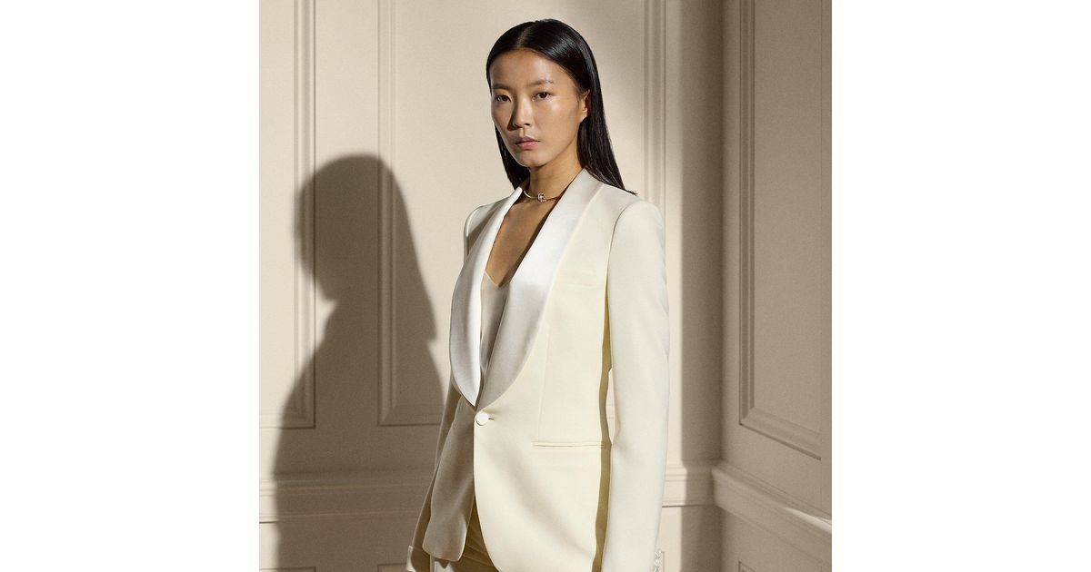 Ralph Lauren Ralph Lauren Sawyer Wool Crepe Tuxedo Jacket in Natural | Lyst