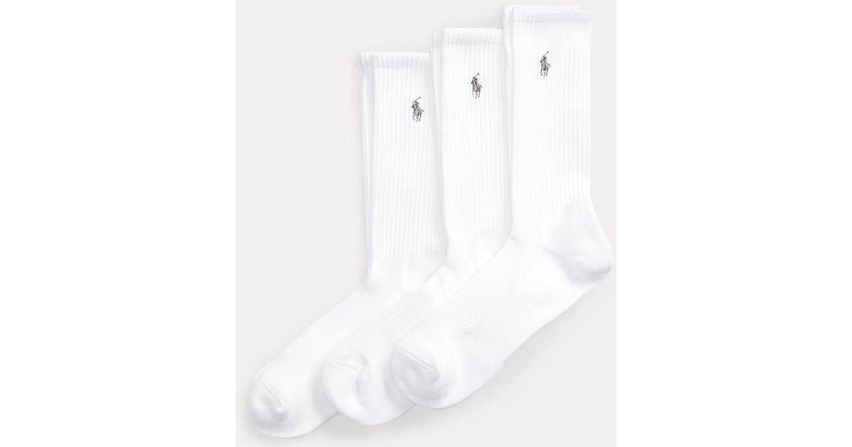 Polo Ralph Lauren Athletic Tech Crew Sock 3-Pack in White for Men | Lyst UK