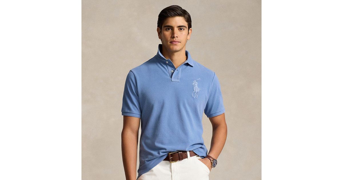Ralph Lauren Classic Fit Big Pony Mesh Polo Shirt in Blue for Men | Lyst UK