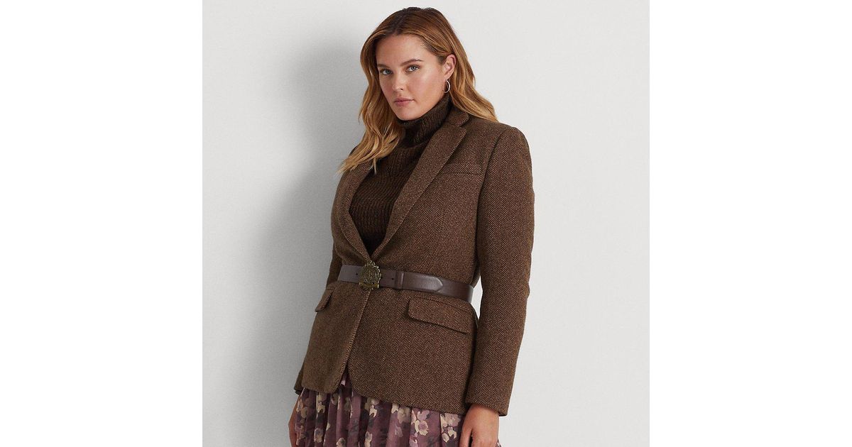 Ralph Lauren Ralph Lauren Herringbone Tweed Blazer In Brown Lyst