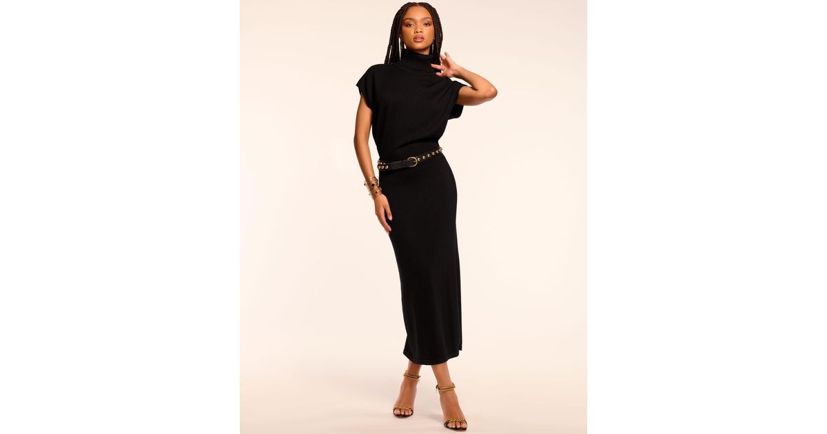 Ramy Brook Natalie Merino Turtleneck Midi Dress in Black | Lyst