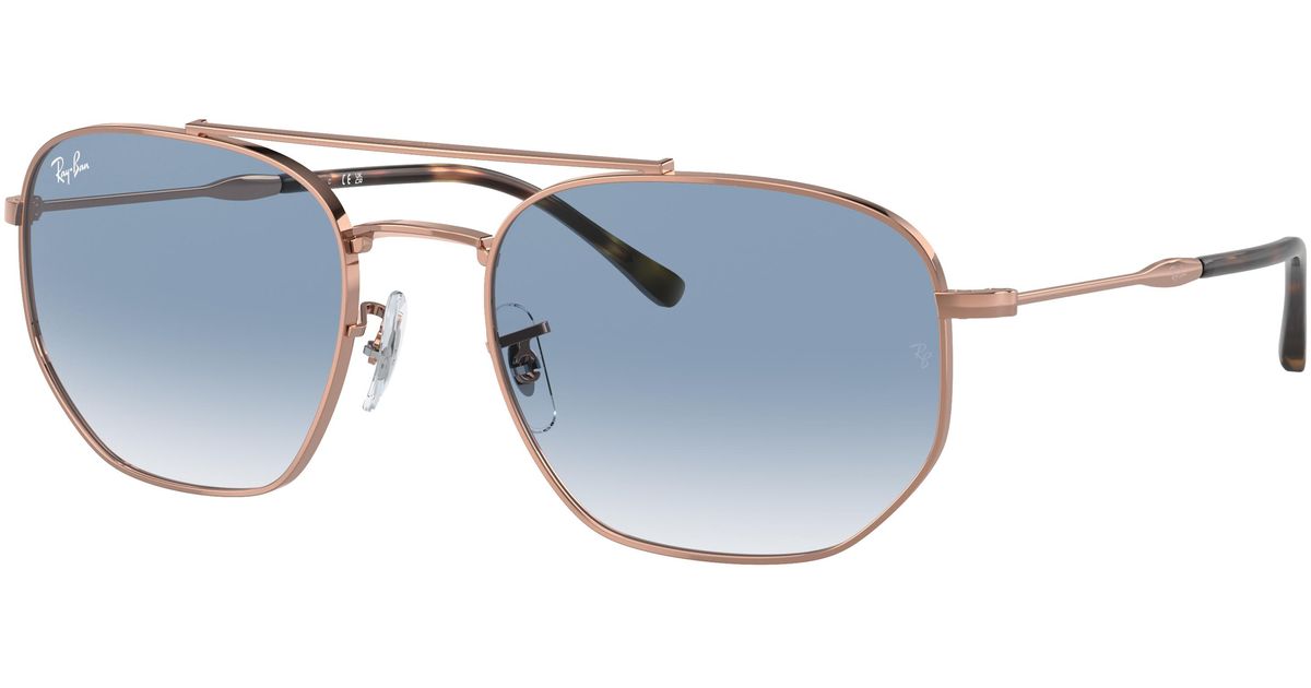 Ray-Ban Sunglasses Unisex Rb3707 - Rose Gold Frame Blue Lenses 54-20 in ...