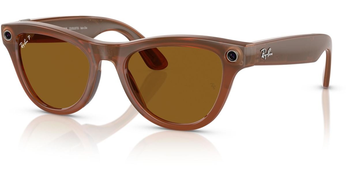 Ray-Ban Smart Glasses | Meta Skyler Frame Brown Lenses Facebook Glasses ...