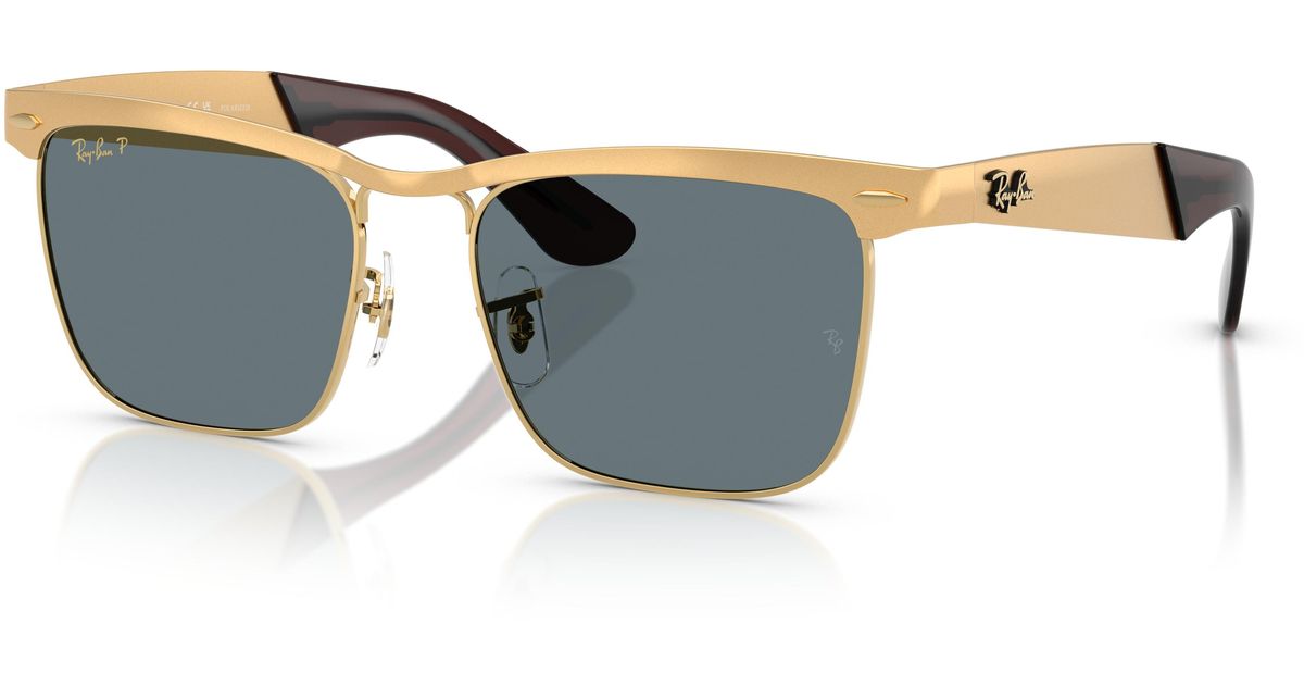 Ray-Ban Wayfarer Deluxe Sunglasses Frame Blue Lenses Polarized in Black ...