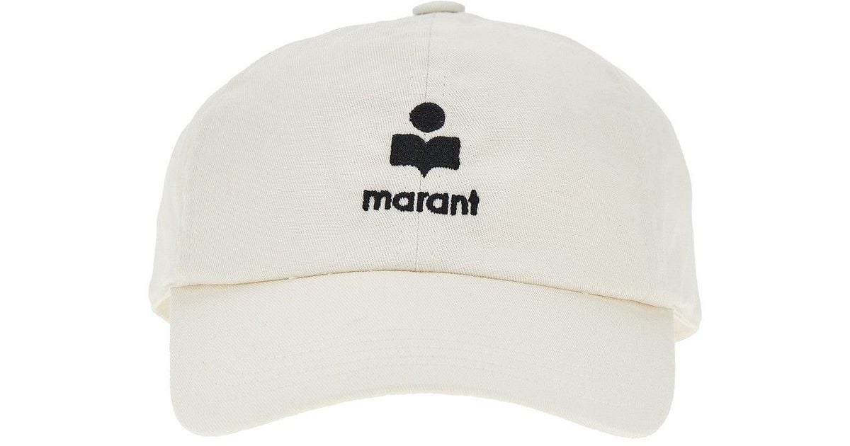 Isabel Marant Logo Embroidery Baseball Cap in White | Lyst UK