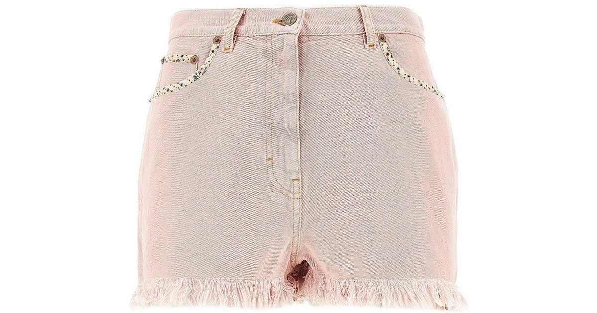Valentino Denim Shorts With Apres L'Hiver Details in Pink | Lyst UK