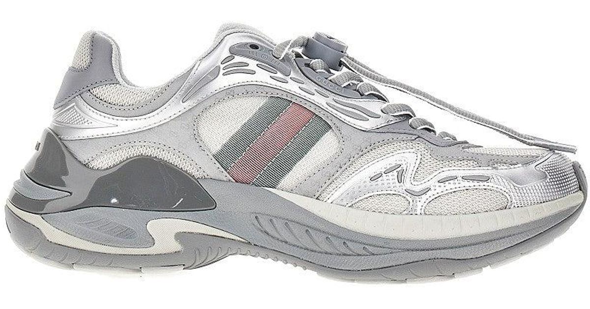 Gucci Mesh Sneakers With Reflex Details in Gray | Lyst